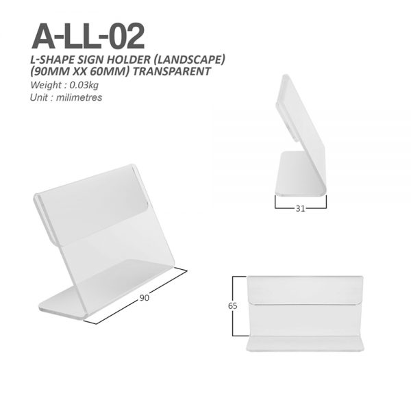 L-Shape Holder (Landscape) - 90mm x 60mm | Botak Sign Pte Ltd