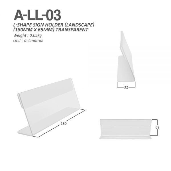 L-Shape Holder (Landscape) - 180mm x 65mm | Botak Sign Pte Ltd