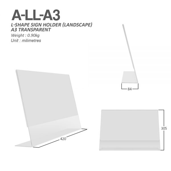 Acrylic Sign Holder (Slant Back) - A3 Landscape | Botak Sign Pte Ltd