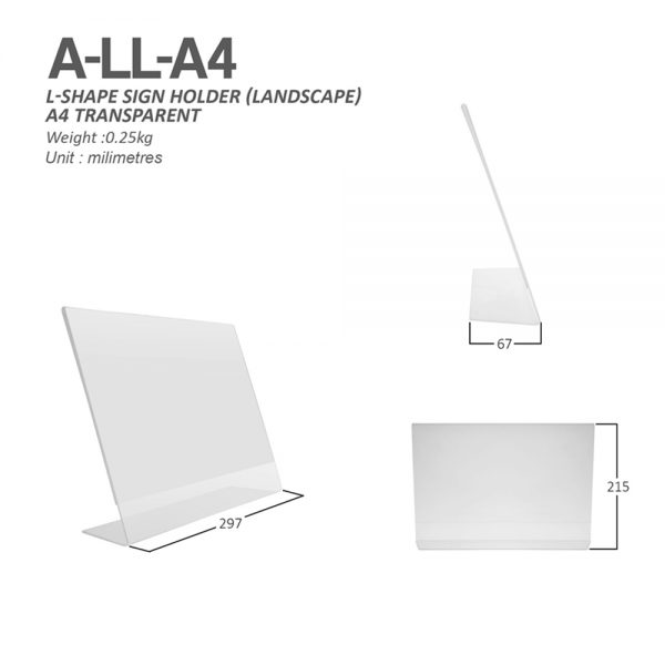 L-Shape Holder (Landscape) - A4 Size | Botak Sign Pte Ltd