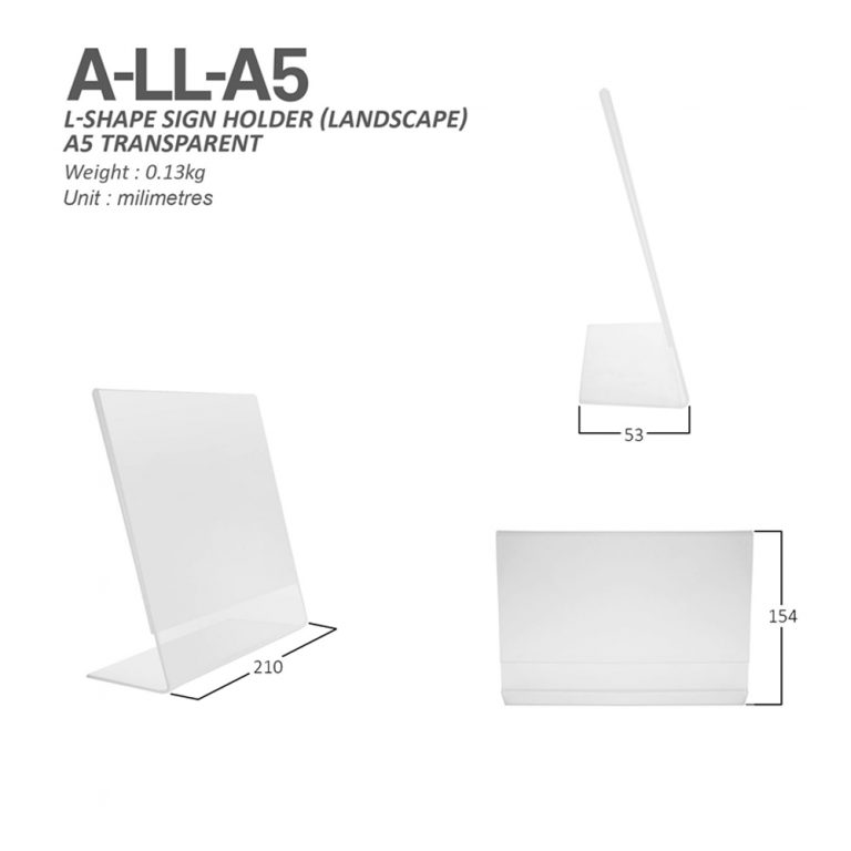 L-Shape Holder (Landscape) - A5 Size | Botak Sign Pte Ltd