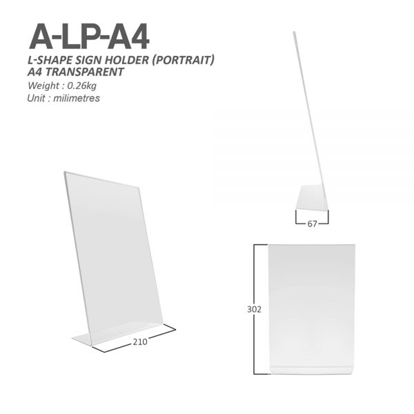 L-Shape Holder (Portrait) - A4 Size | Botak Sign Pte Ltd