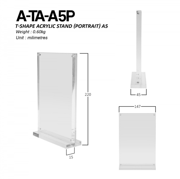 T-Shape Stand (Portrait) - A5 Size | Botak Sign Pte Ltd