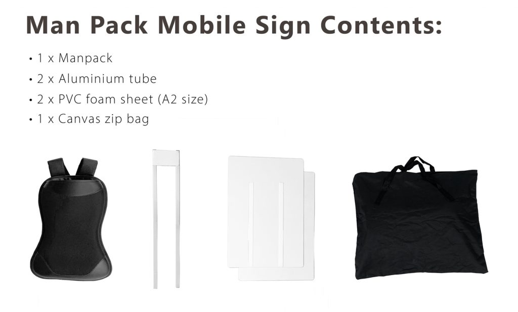 Man Pack Mobile Sign with Alum. Bars (System Only) - Blank A2 Size TP ...