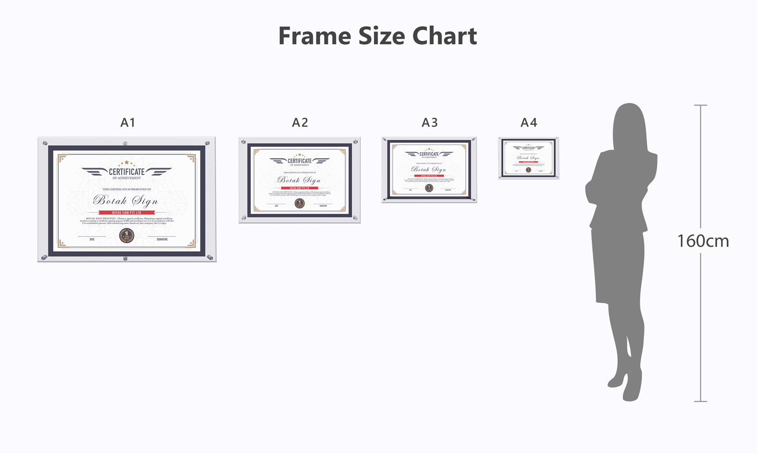 Acrylic Frame w/ Spacer - A3 Size | Botak Sign