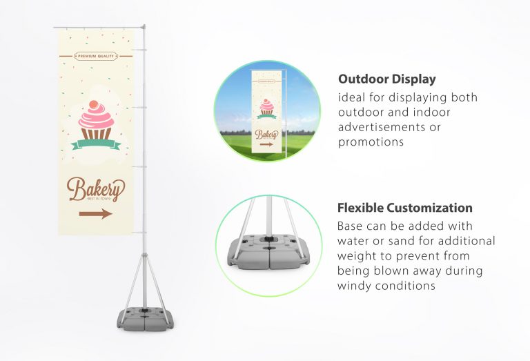 Flag stand - 1200mm x 3500mm | Botak Sign Pte Ltd