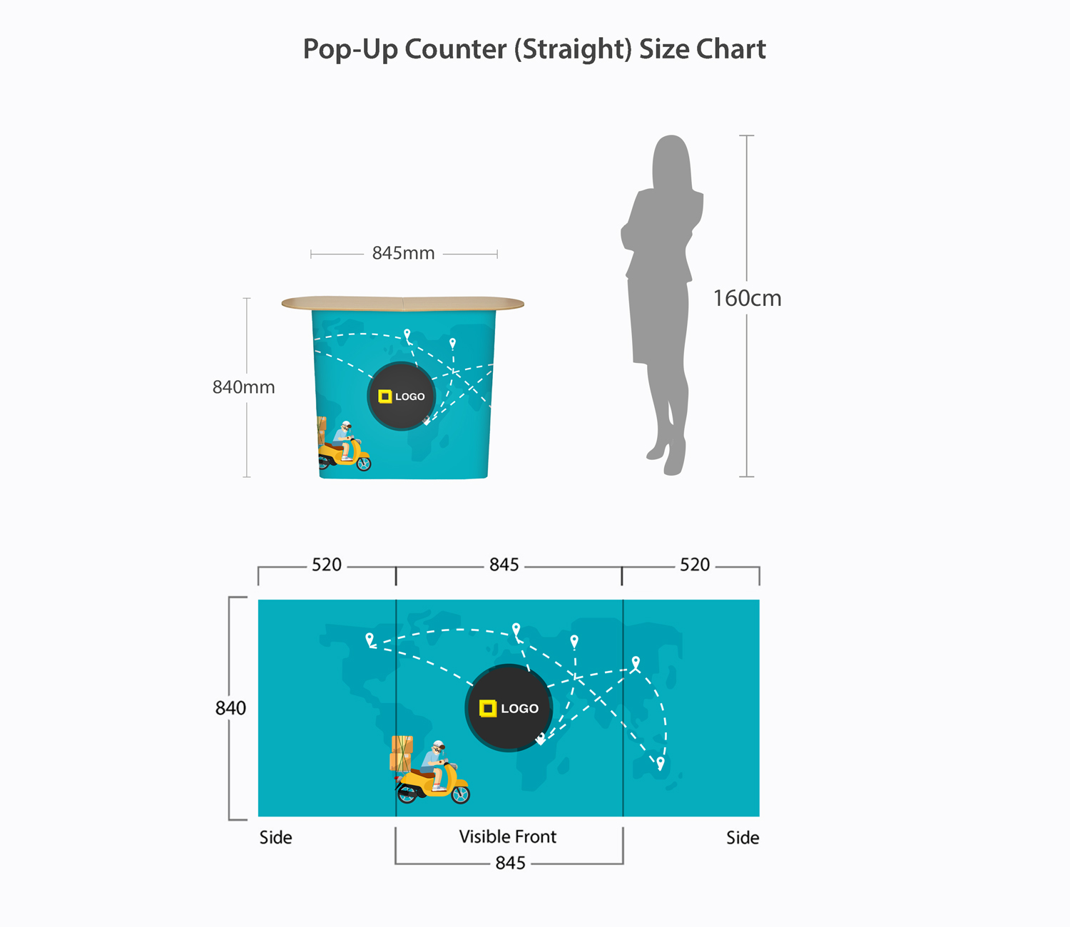 Pop-up counter (System Only) - Straight | Botak Sign