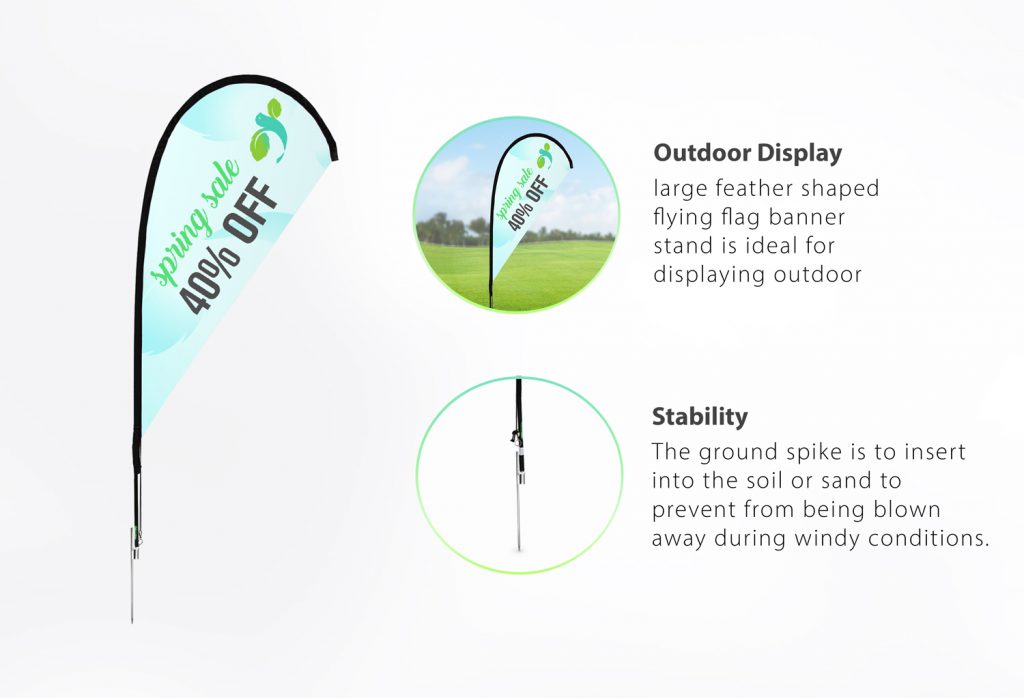 Flying Banner with Ground Spike (System Only) - Small | Botak Sign Pte Ltd