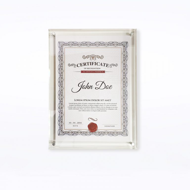 Acrylic Frame w/ Spacer - A4 Size | Botak Sign Pte Ltd